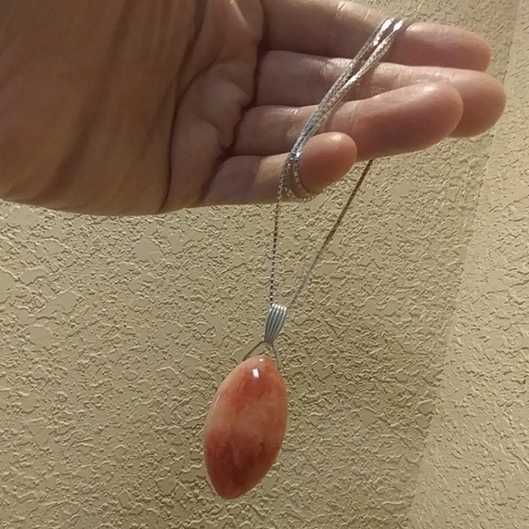 Jewelry | Salmon Colored Stone Sterling 24 Long Necklace | Poshmark